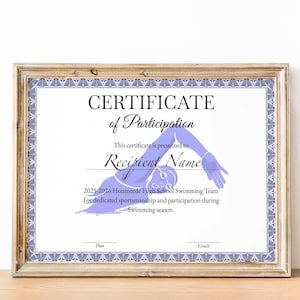 EDITABLE Swim Team Award Certificates, Swimming Awards, Printable Award ...