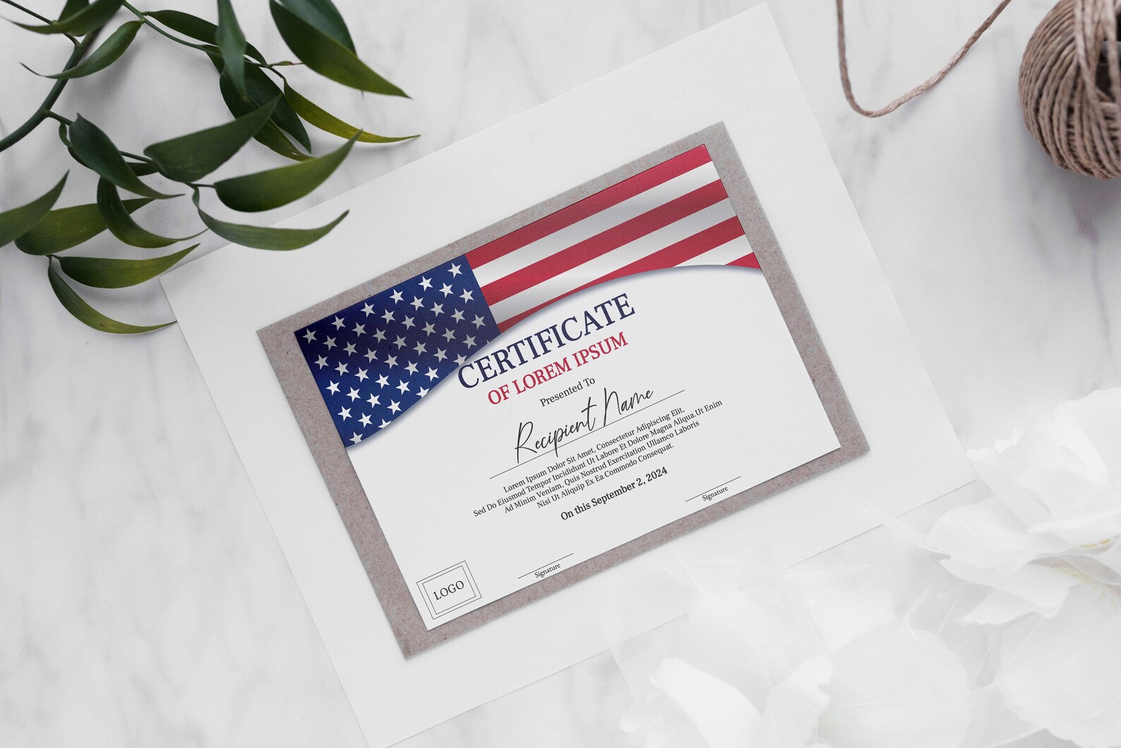 Veteran's Certificate of Appreciation, 4th of July Template, Editable Certificate With American ...