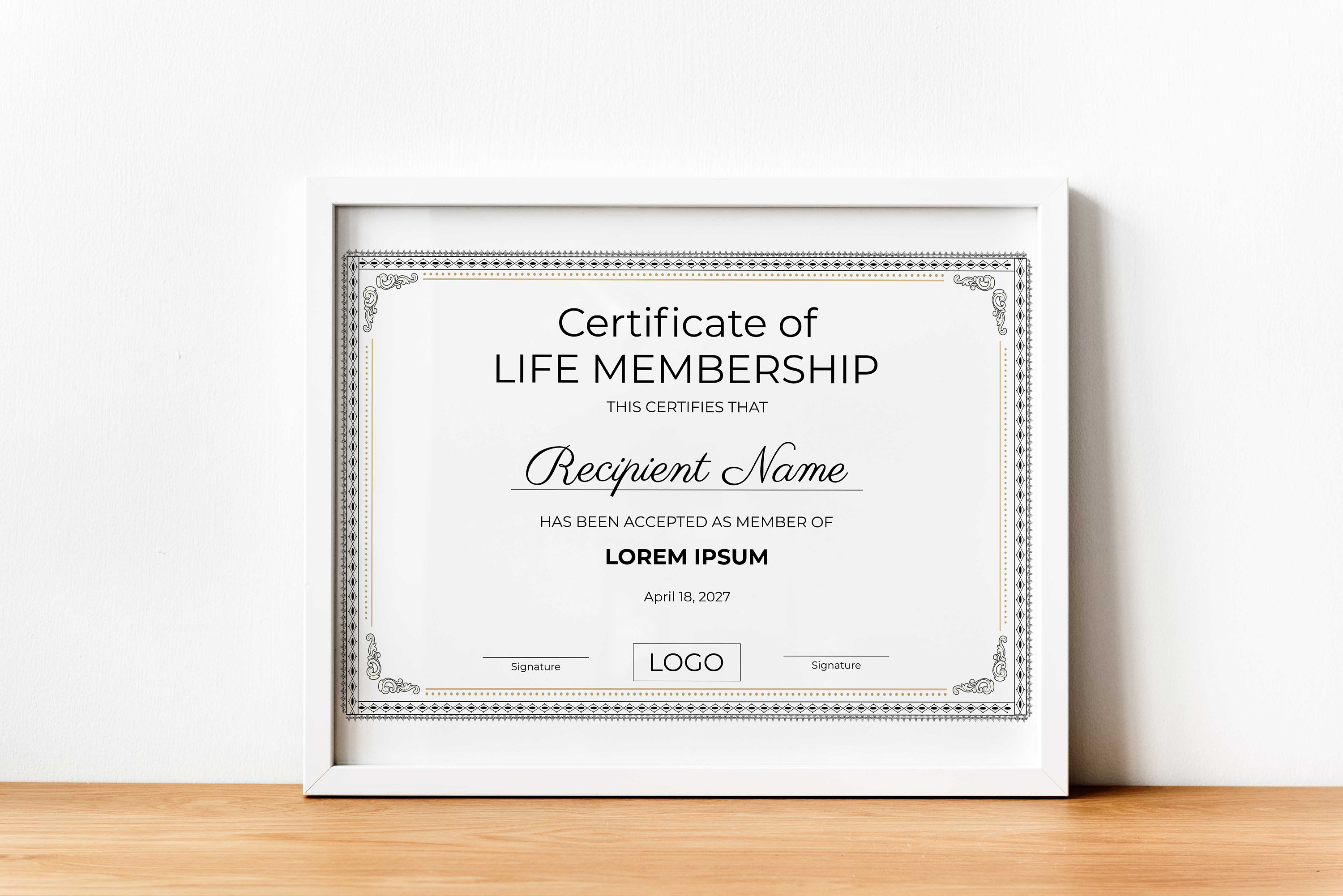 Life Membership Certificate Template, Editable Printable Elegant ...