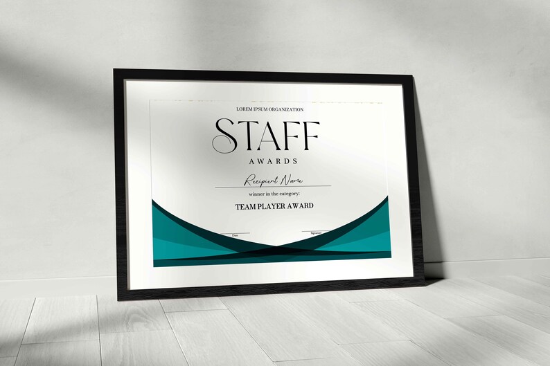 Best Staff Awards, Team Player Award Certificate, EDITABLE Best ...