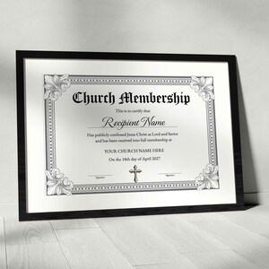 Church Membership Certificate Template, Editable Printable Certificate ...