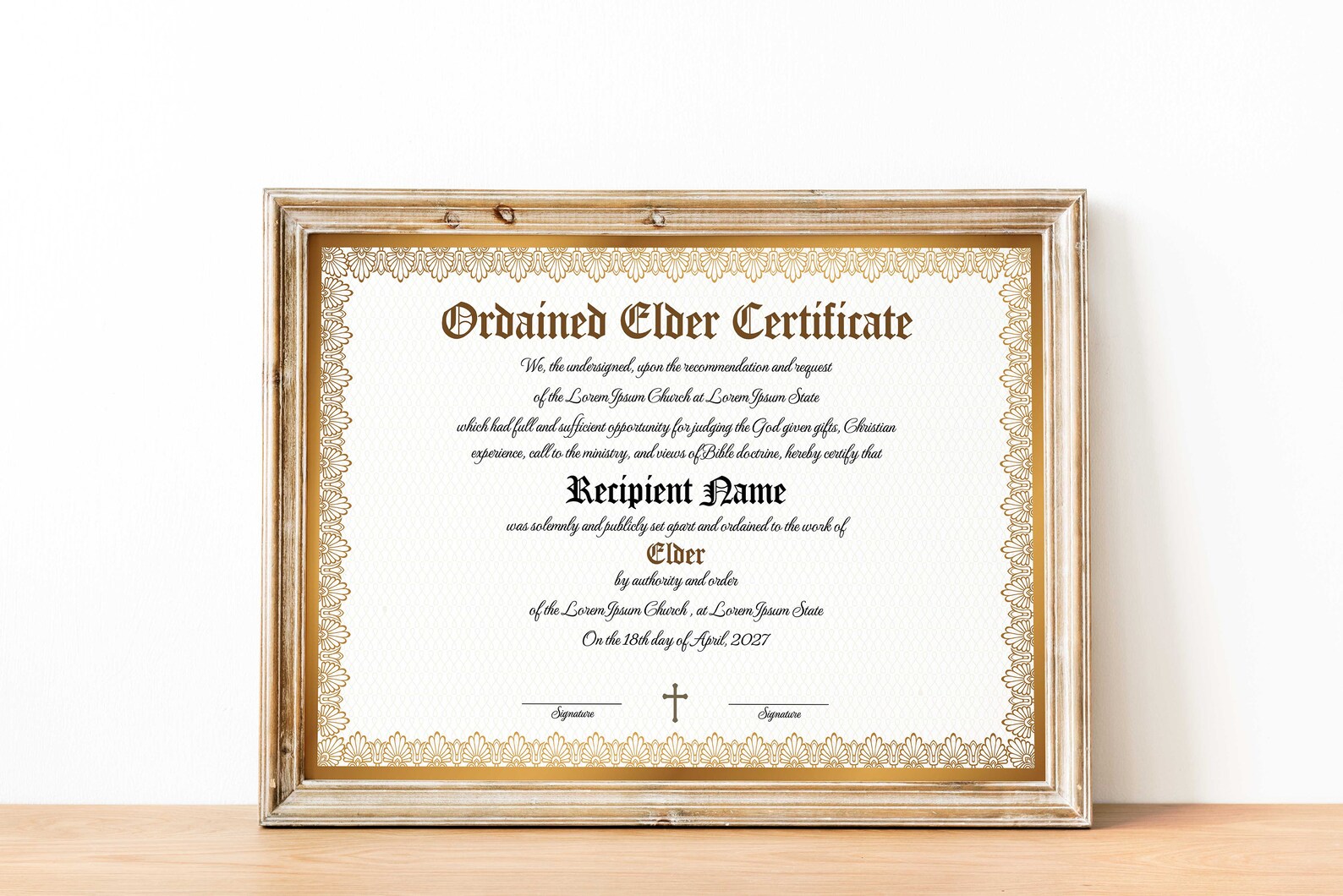 Editable Ordained Elder Certificate Template, Printable Vintage Luxury ...