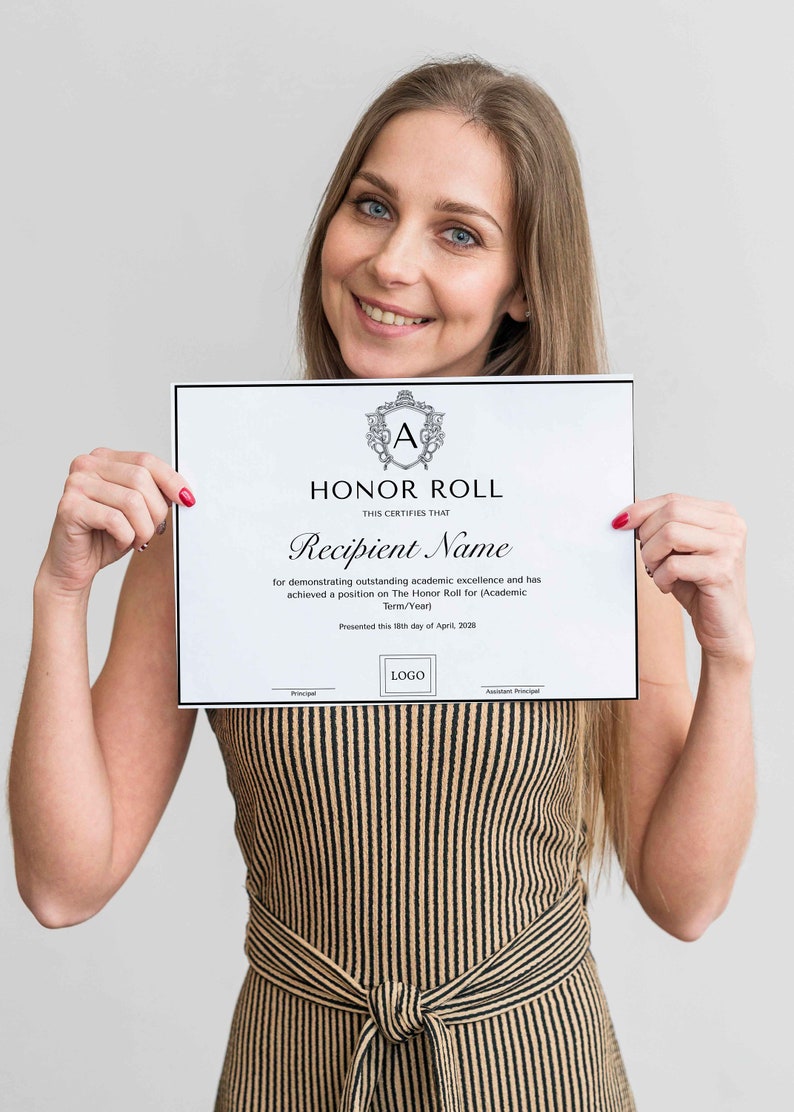 Editable Honor Roll Certificate Template, Elementary School Student ...