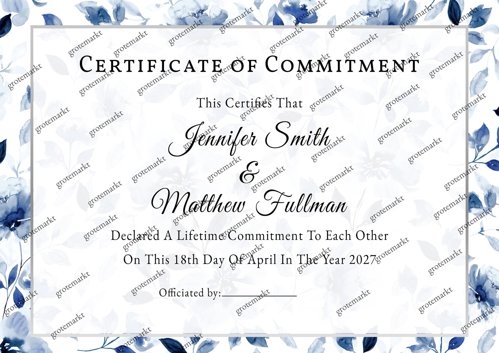 Certificate of Commitment Editable Template, Greenery Commitment ...