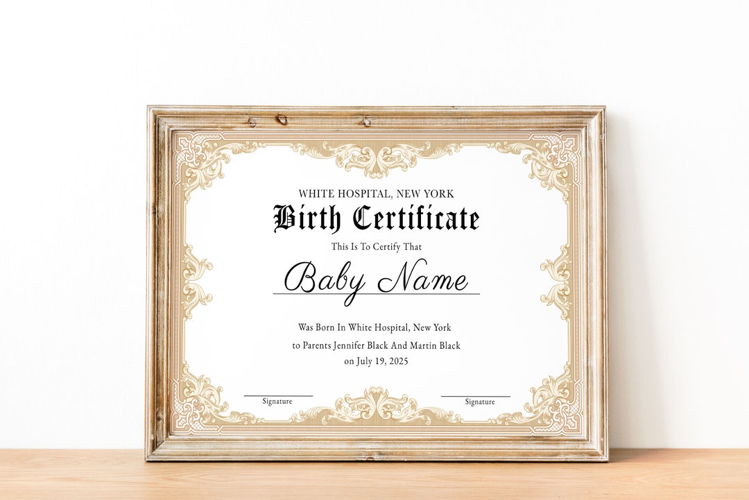 Birth Certificate Template, Printable Certificate of Birth, Maternity ...