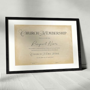 Editable Church Membership Certificate Template, Editable Printable ...