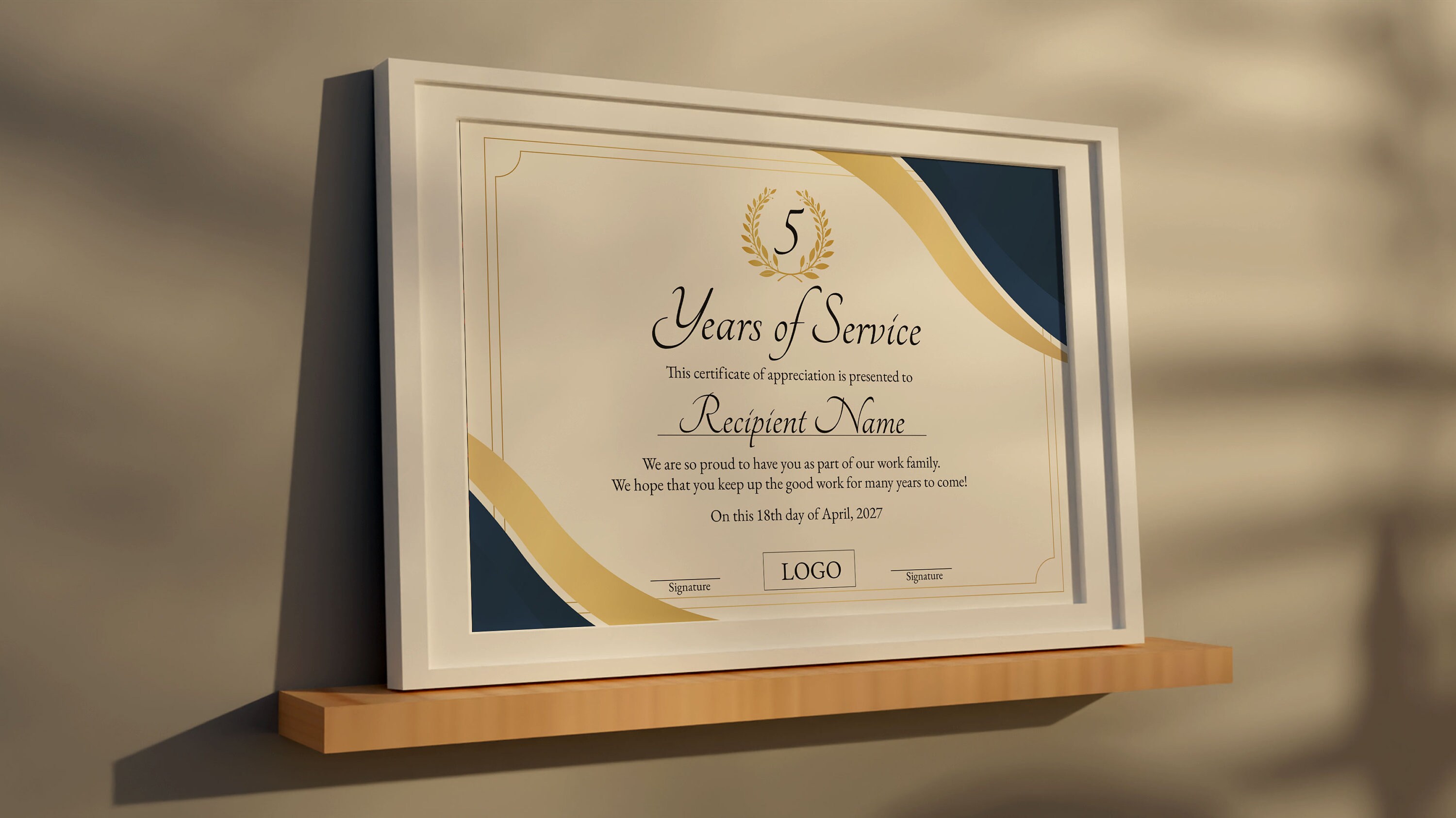 5 Years of Service Anniversary Award Certificate of Appreciation ...