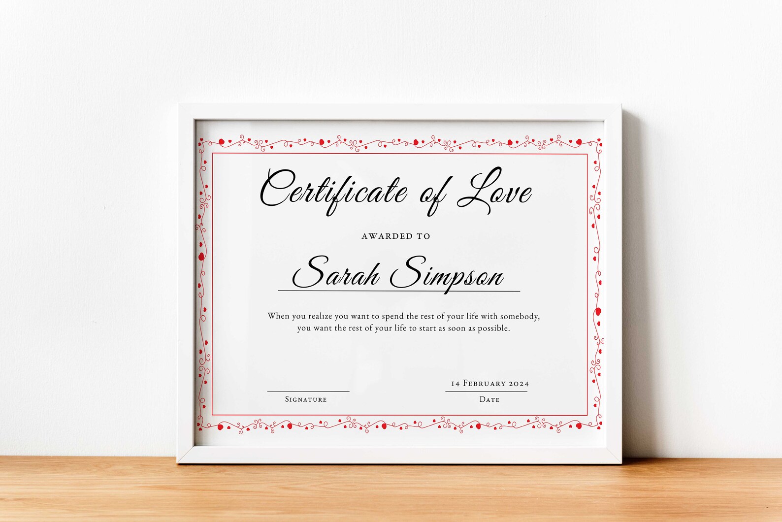 Love Certificate Template, Valentines Day Gift for Him or Her, EDITABLE ...