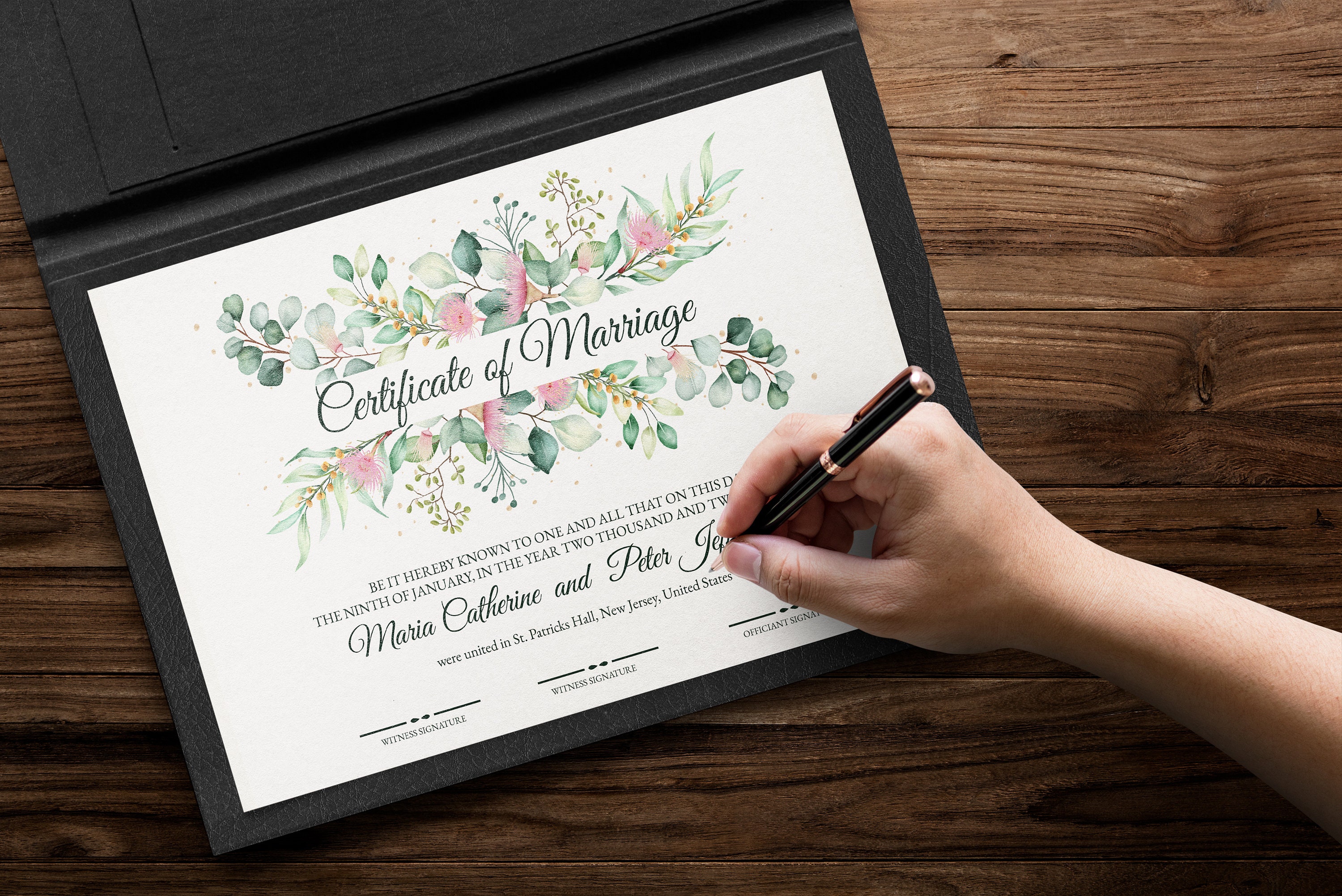 Personalized Floral Editable Wedding Certificate Template, Printable ...