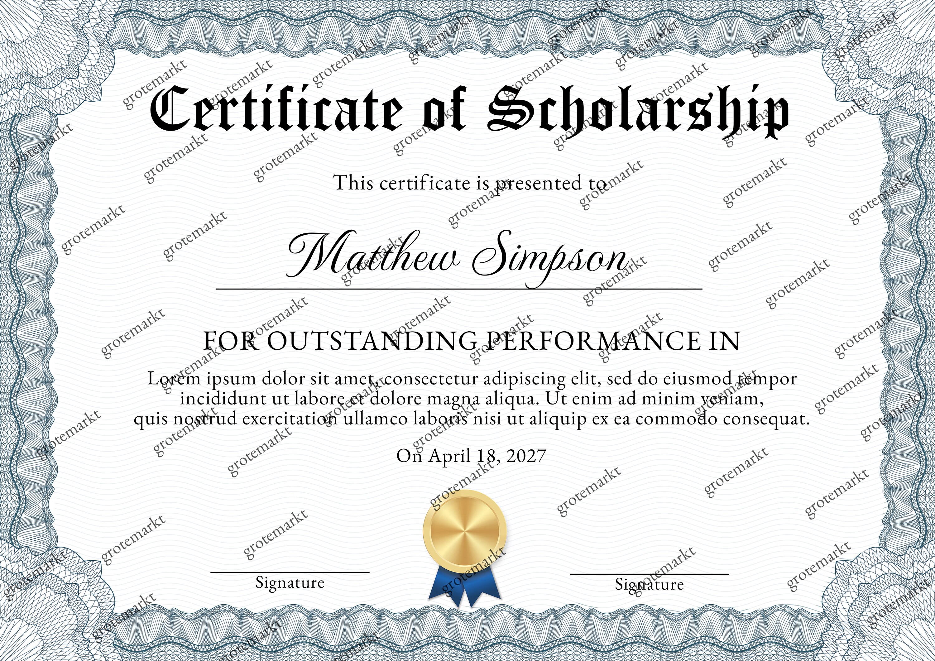 Scholarship Award Template, School Award Certificate, Editable ...