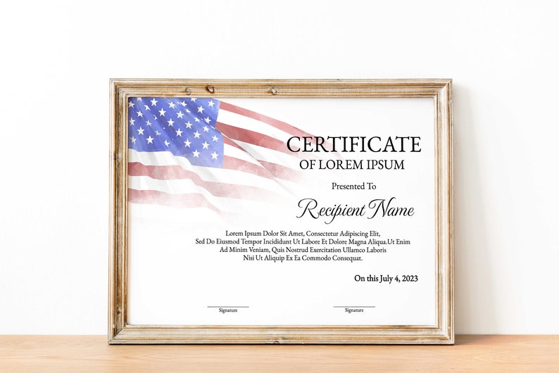 Veteran's Certificate of Appreciation Template, 4th of July, Editable ...
