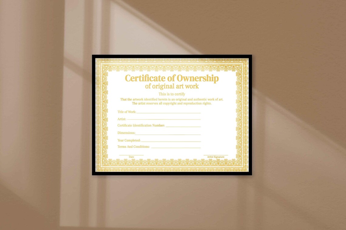 Certificate of Ownership, Transfer of Title, Fractional Ownership ...