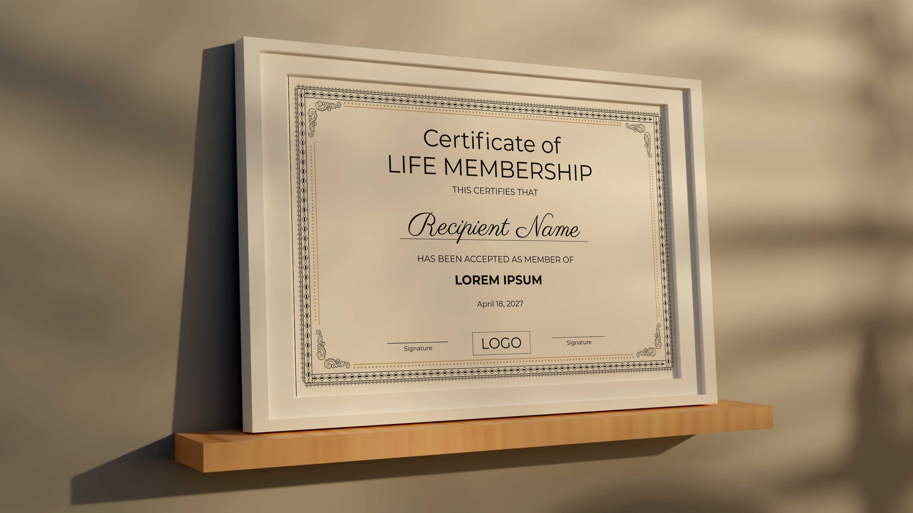 Life Membership Certificate Template, Editable Printable Elegant ...
