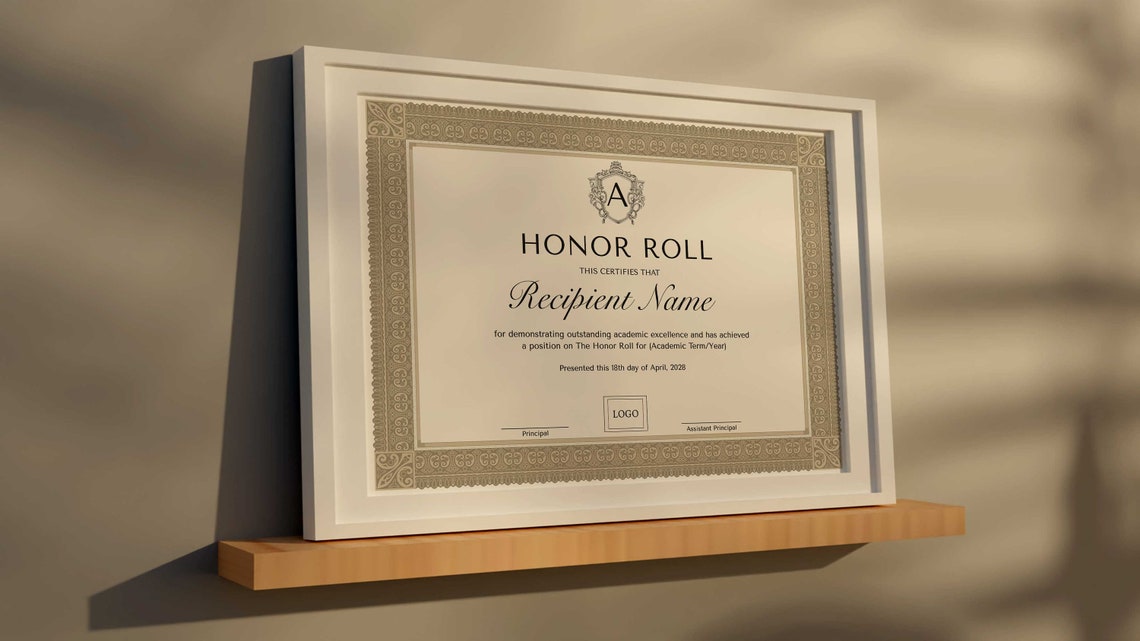 Editable Honor Roll Certificate Template, Elementary School Student ...