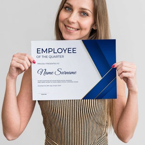 Editable Employee of the Quarter Certificate Template, Minimalist ...