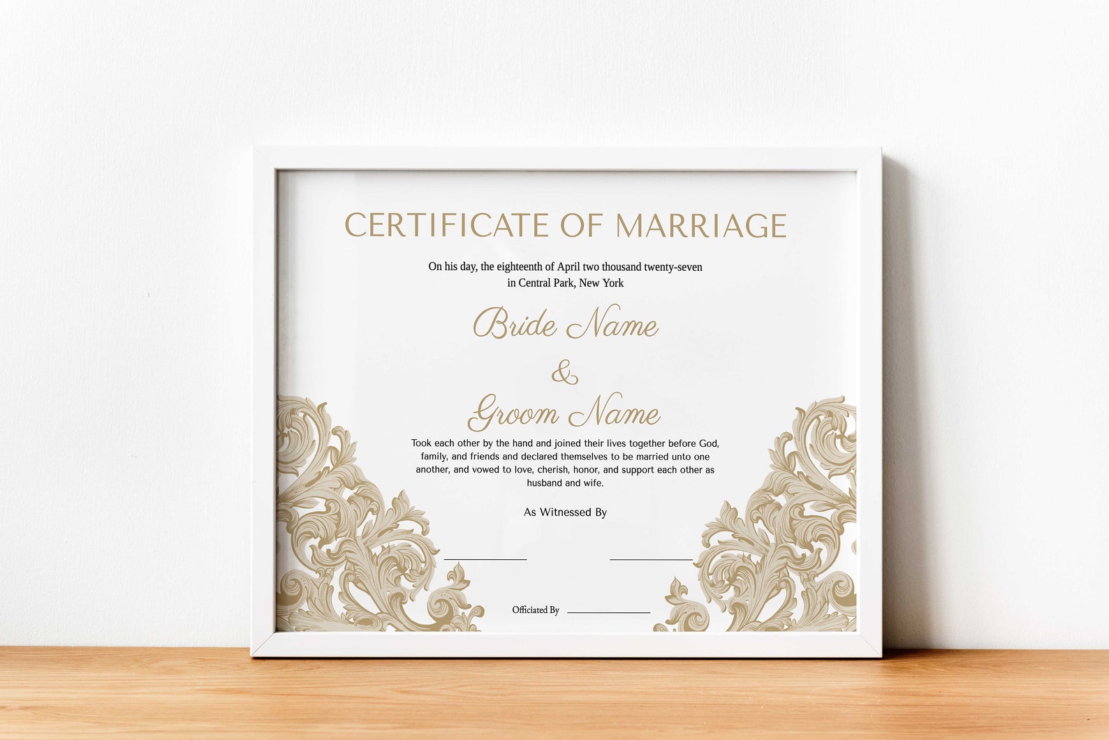 Editable Certificate of Marriage, Wedding Keepsake Marriage Certificate ...