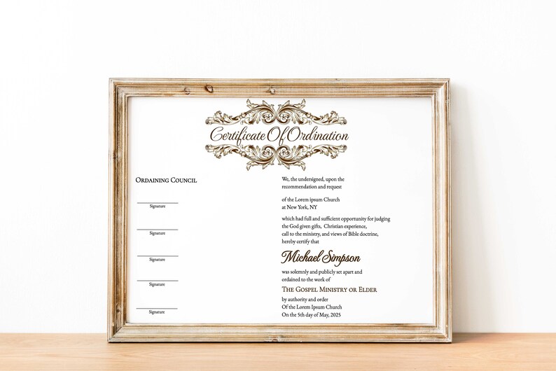 Ordination Certificate Template, Gospel Ministry Certificate Template ...