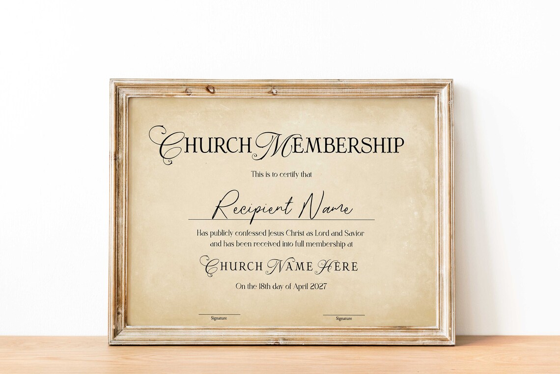 Editable Church Membership Certificate Template, Editable Printable ...