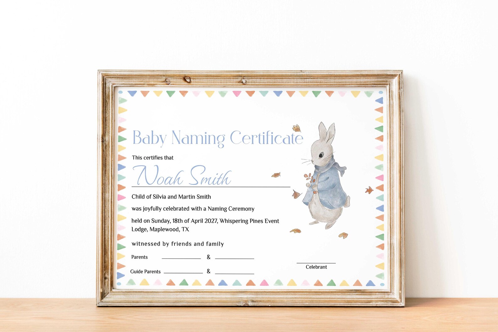 Editable Baby Boy Naming Certificate Template Printable Certificate of ...