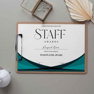 Best Staff Awards, Team Player Award Certificate, EDITABLE Best ...