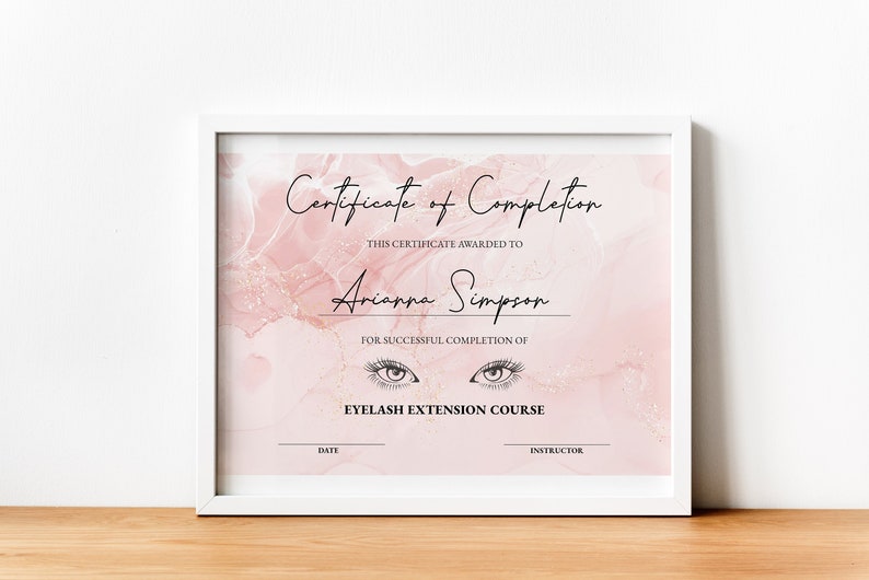 Editable Lash Certificate of Completion Template, Printable Lash ...