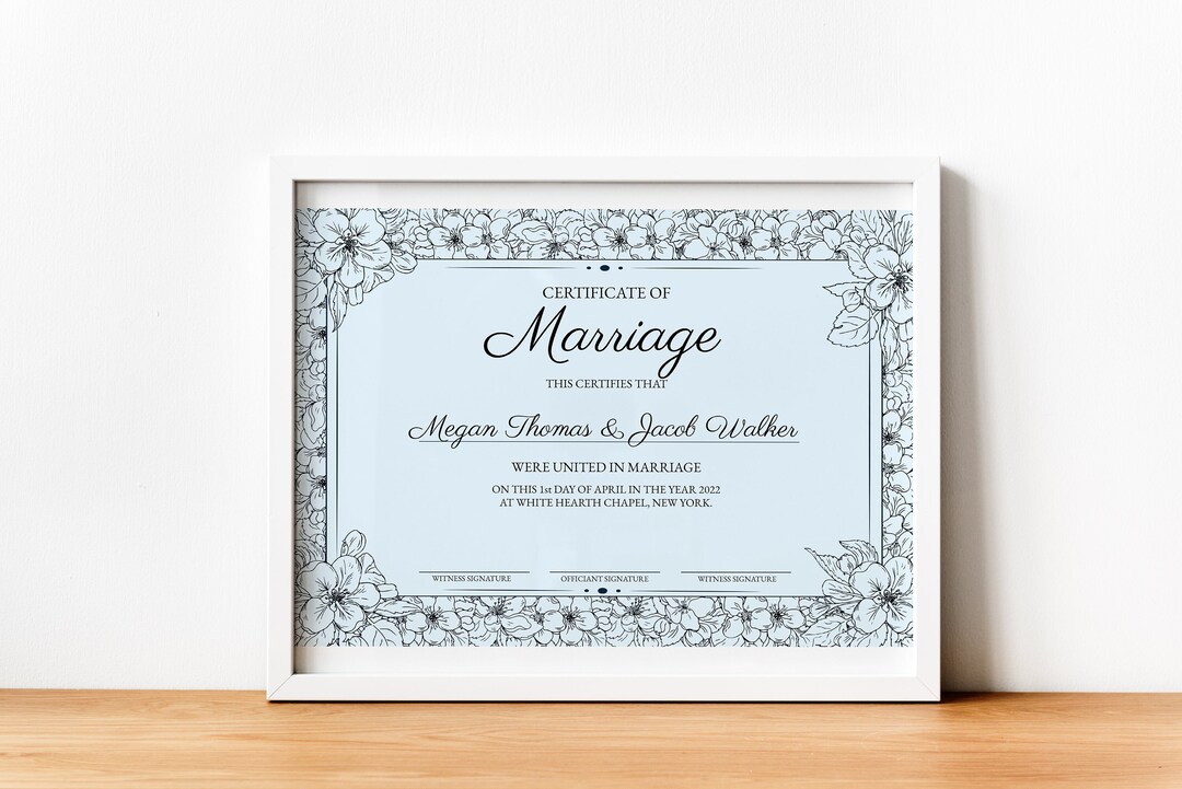 Certificate of Marriage Template Custom Marriage Certificate - Etsy
