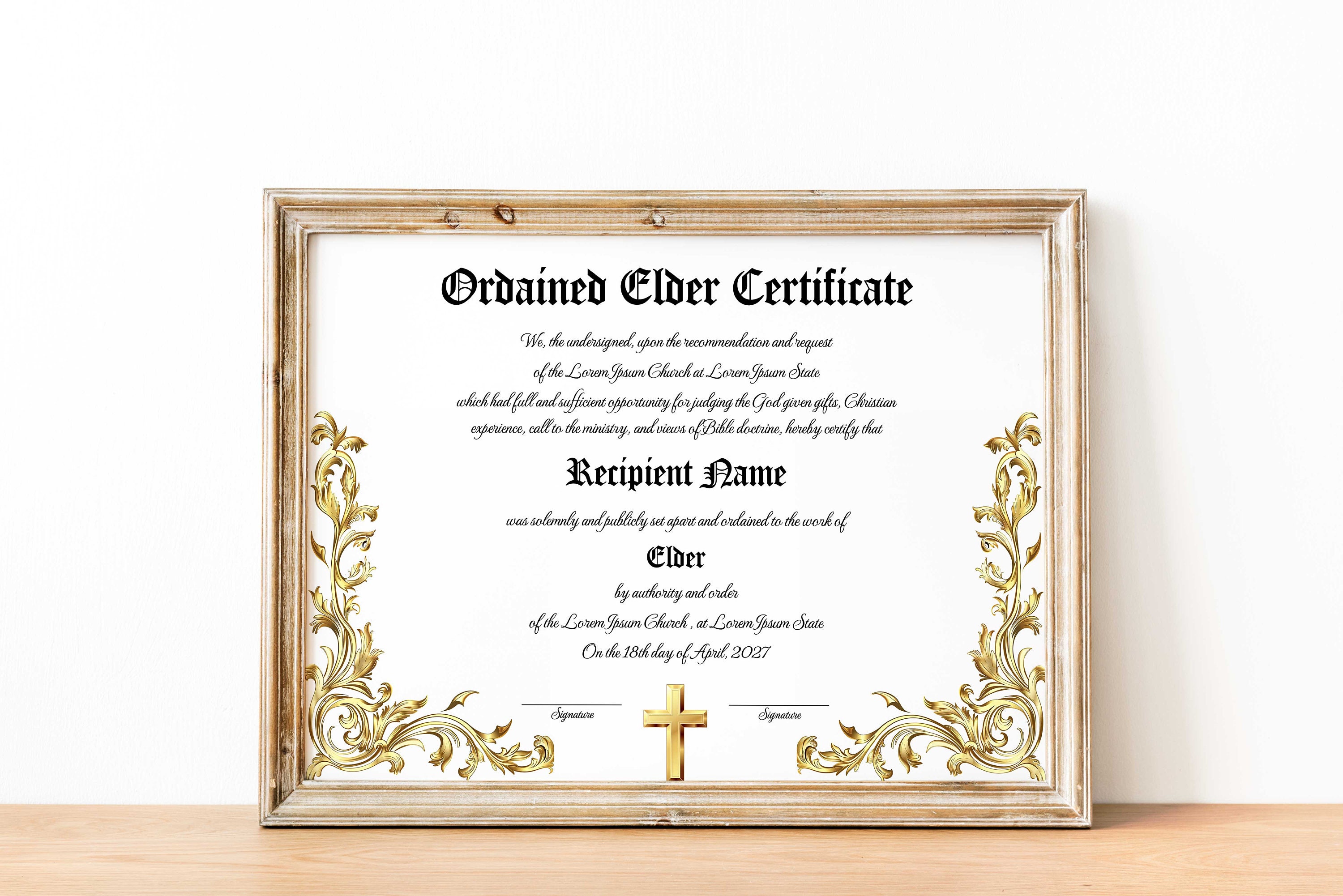 Editable Ordination Certificate Template, Printable Certificate of ...