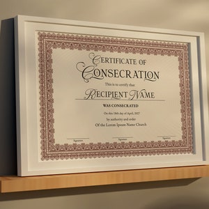 Editable Certificate of Consecration Template, Printable Consecration ...