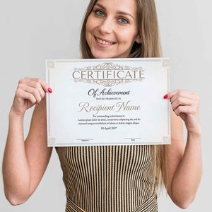 Editable Achievement Certificate Template, Employee Appreciation Award ...