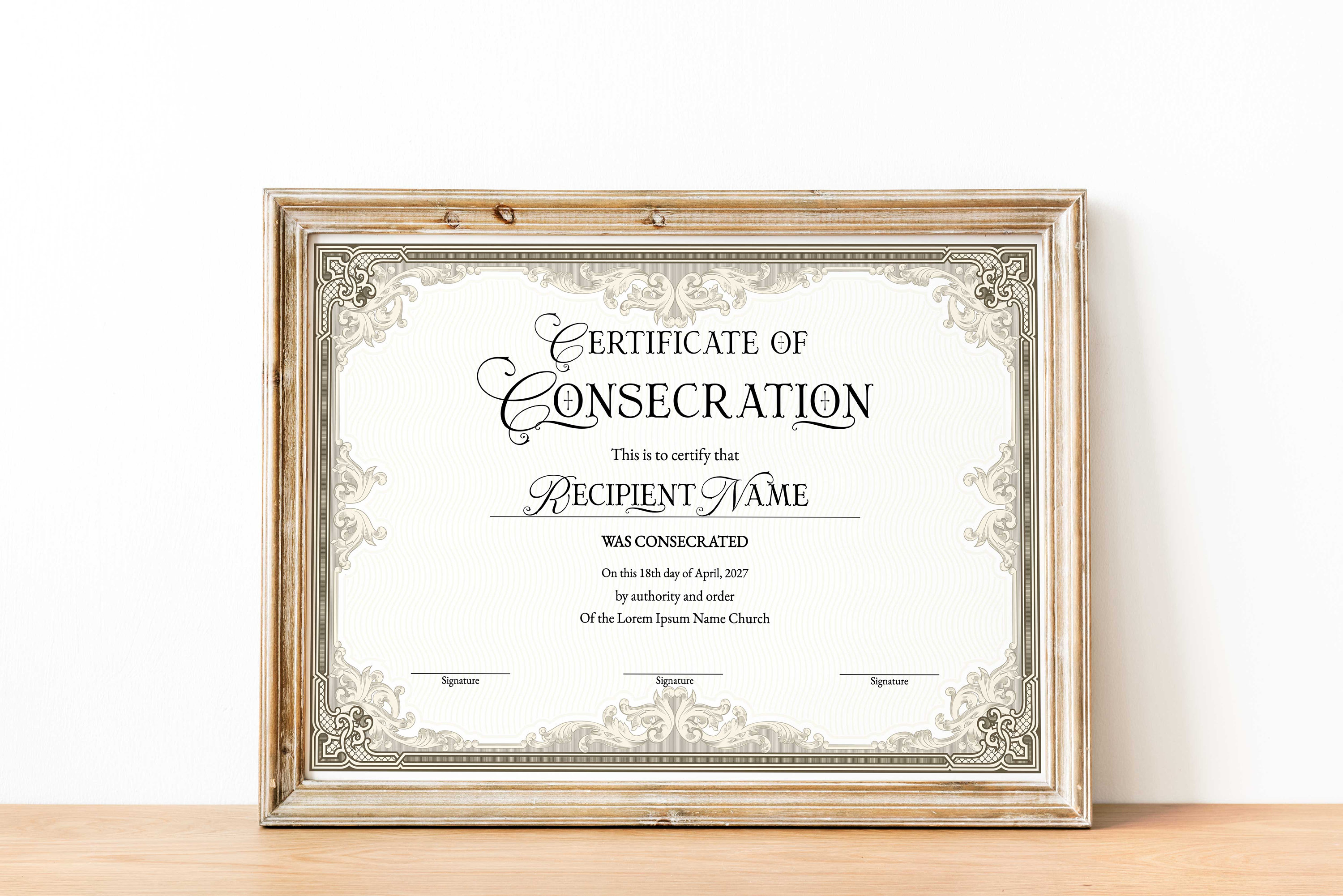 Editable Certificate of Consecration Template, Printable Consecration ...