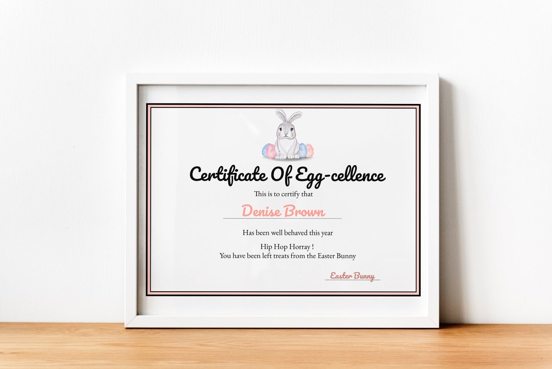 EDITABLE Certificate From Easter Bunny, Printable Easter Bunny ...