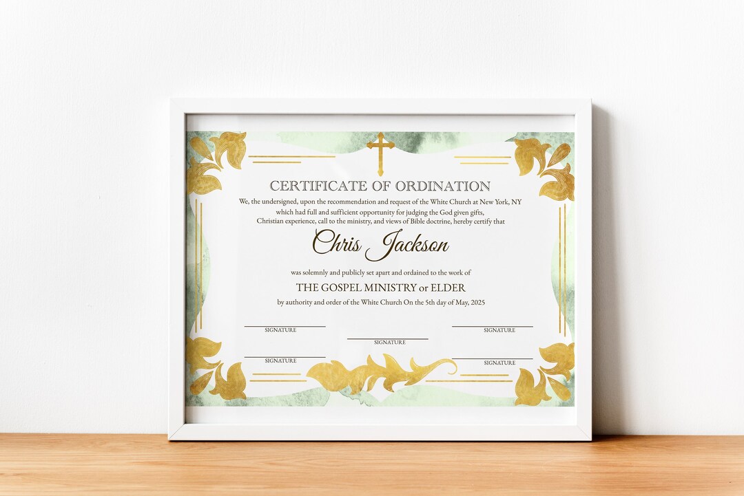 Editable Ordained Elder Certificate Template, Printable Vintage Luxury ...