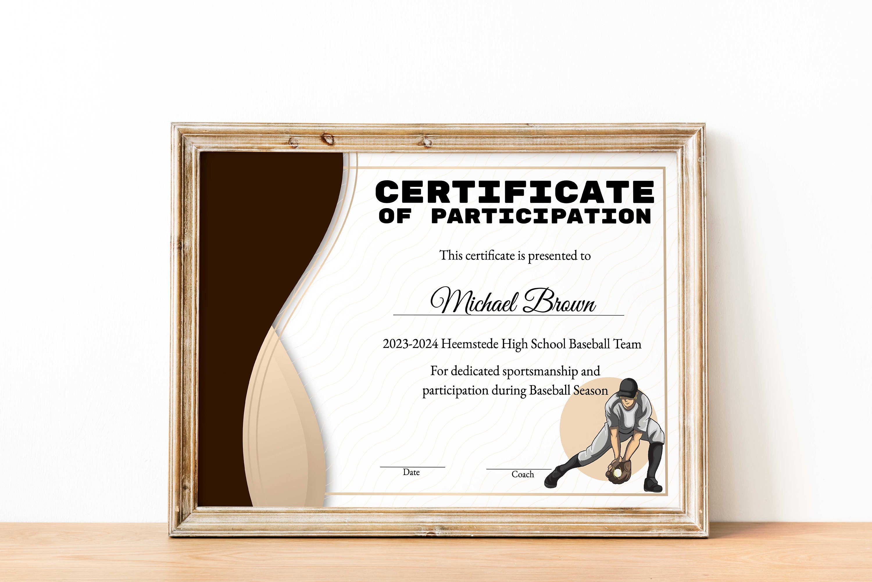 Editable Baseball Certificate Template, Sports Certificate Award ...