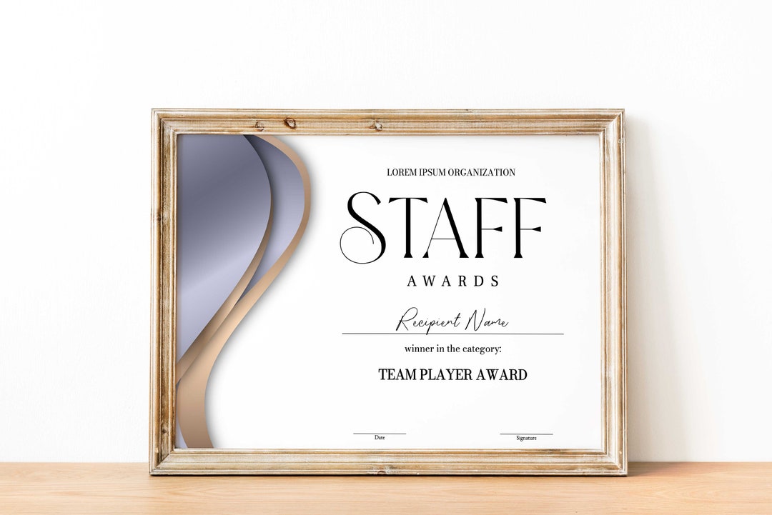 Best Staff Awards, Funniest Staff Member, Team Player Award EDITABLE ...