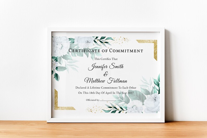 Certificate of Commitment Editable Template, Greenery Commitment ...