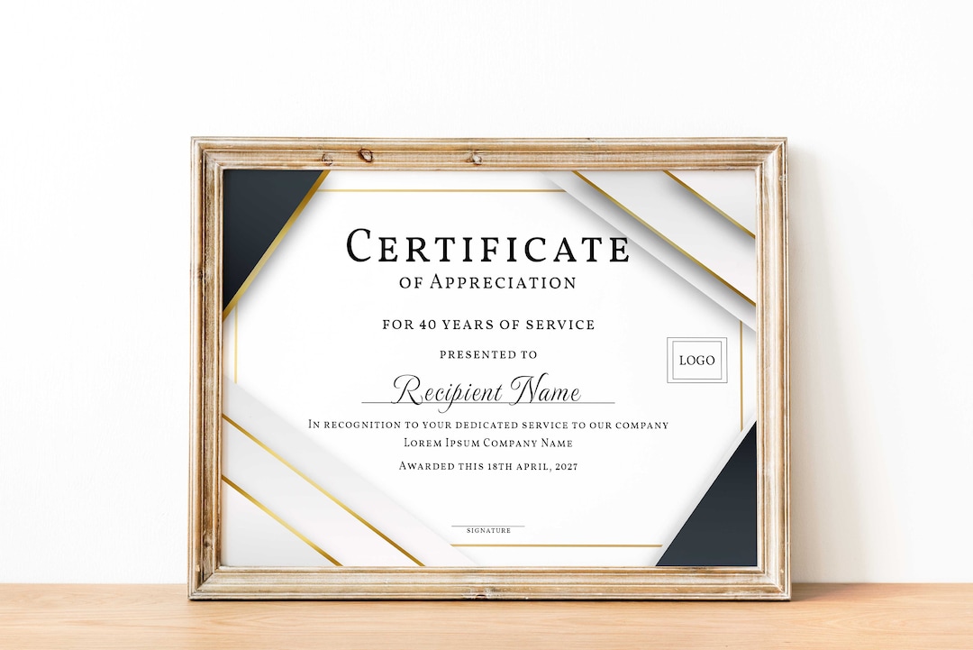 5 Years of Service EDITABLE Certificate of Appreciation Template ...