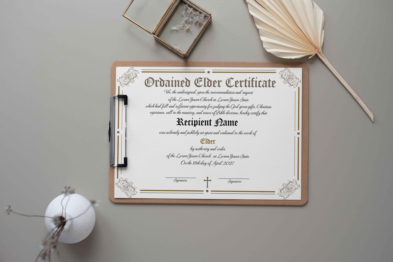 Editable Ordained Elder Certificate Template Printable Vintage Luxury ...