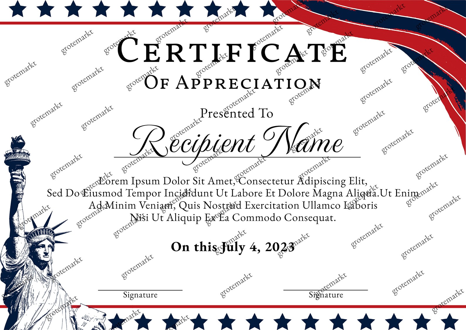 Editable American Flag Certificate, Printable Certificate Template ...
