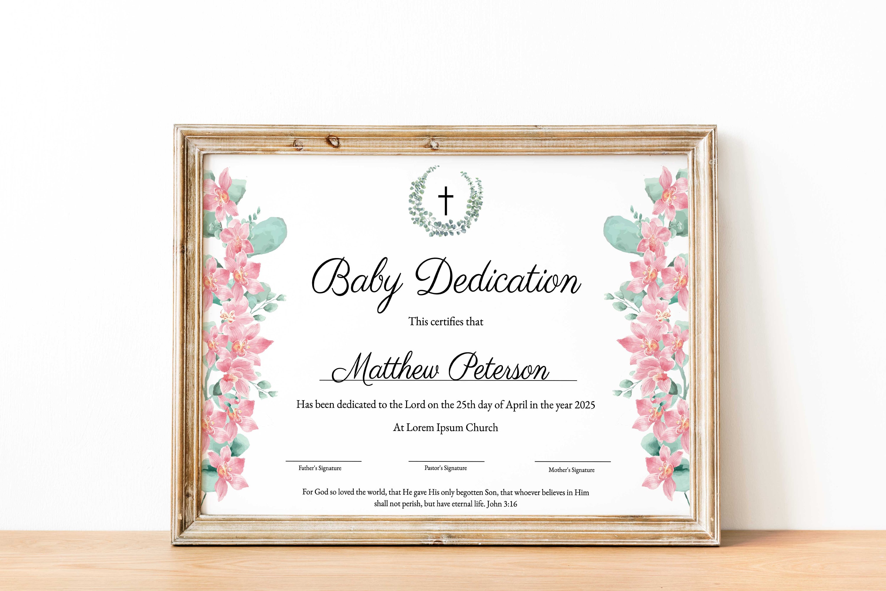 Baby Dedication Certificate, Girl Baby Dedication Certificate Template ...