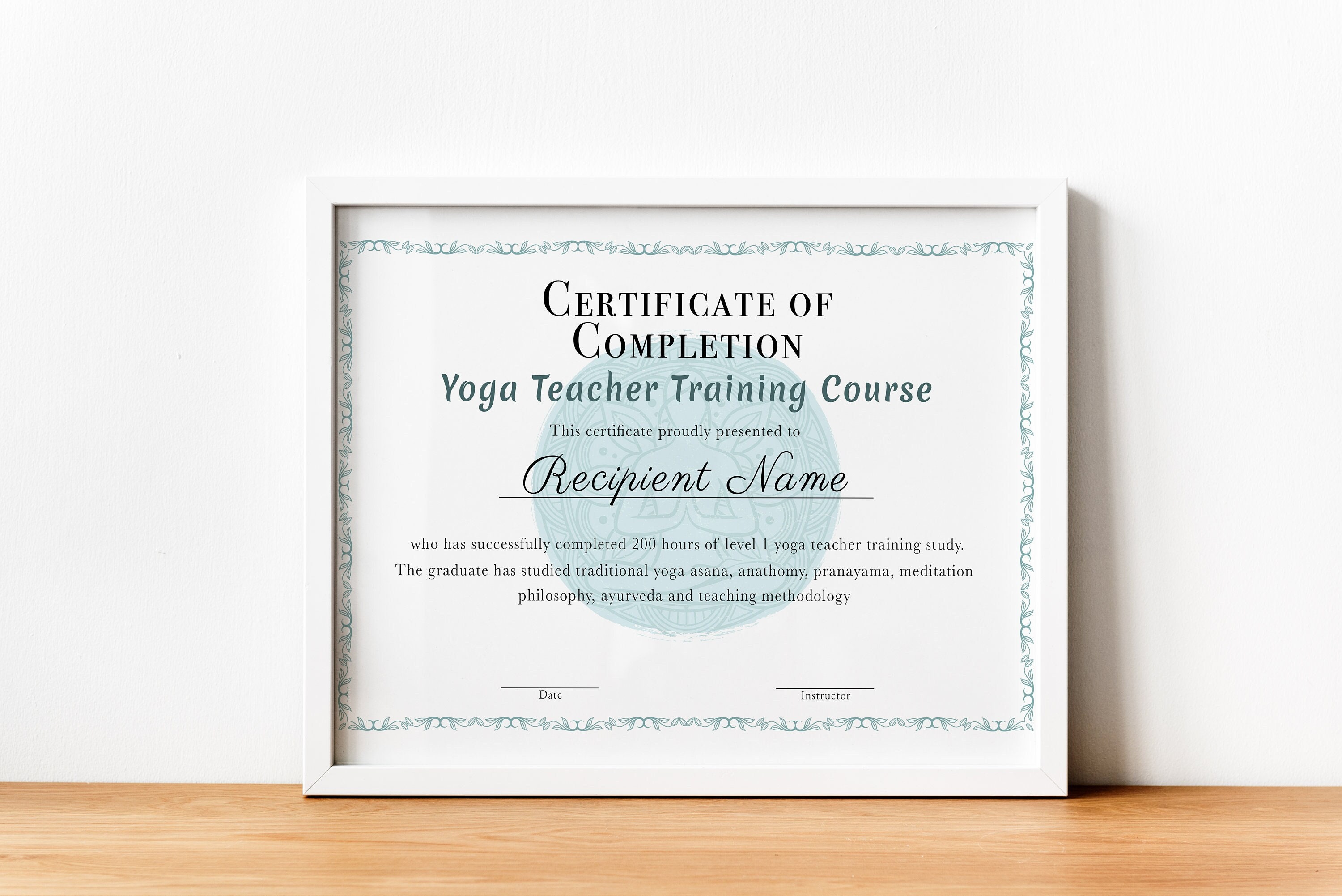 Yoga Certificate, Certificate of Completion, Participation, Recognition ...