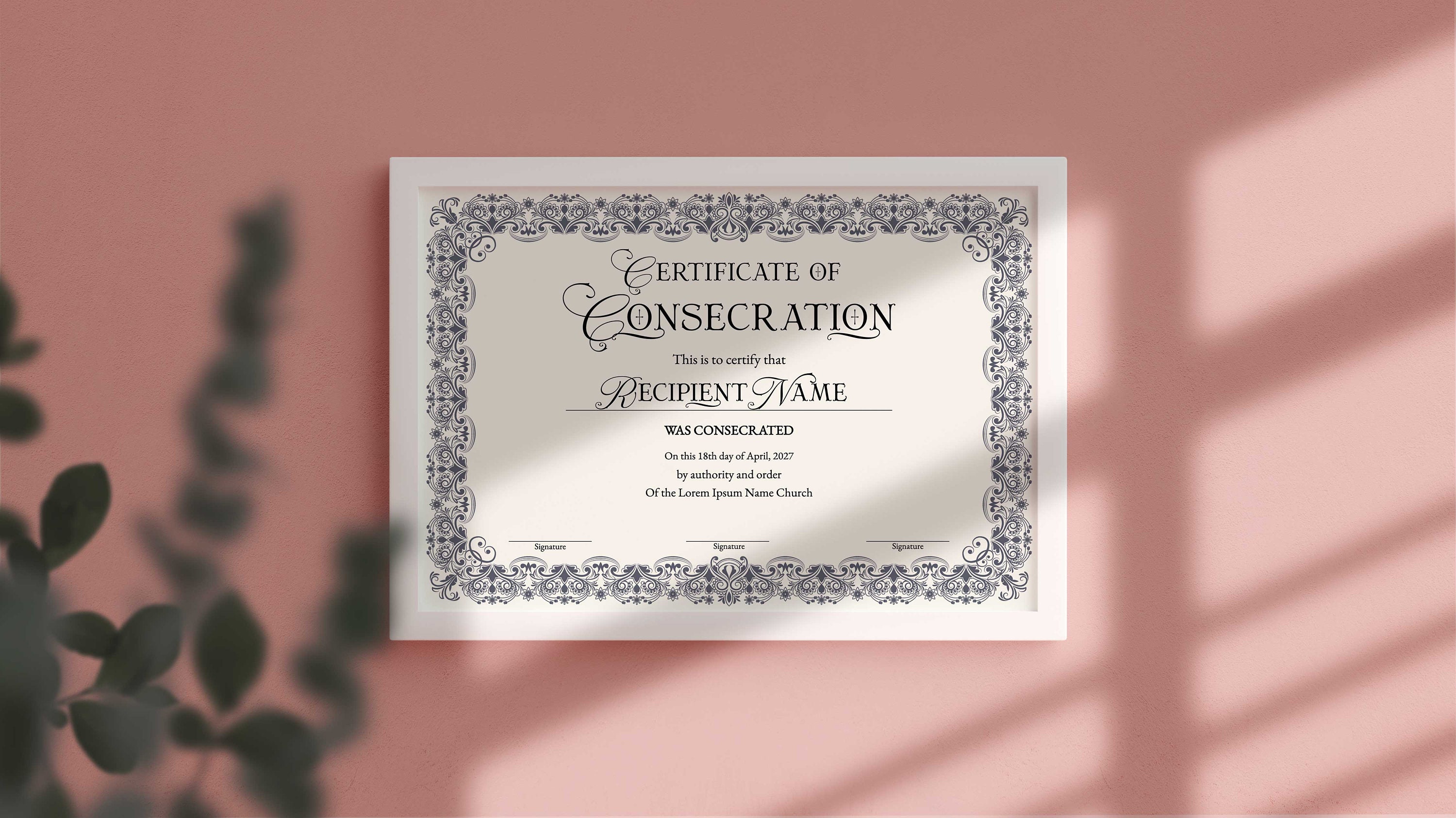 Editable Certificate of Consecration Template, Printable Consecration ...