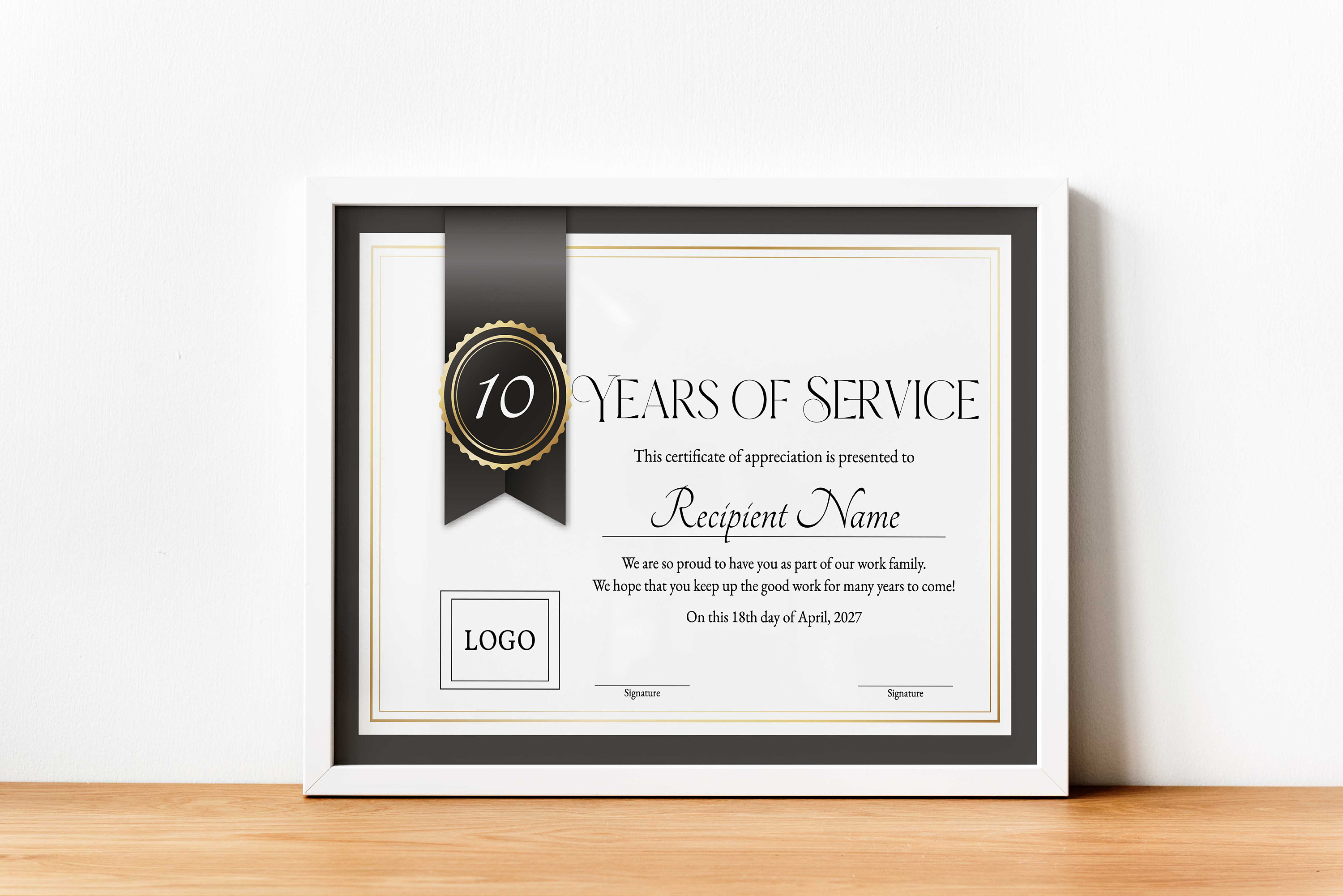 25 Years of Service Anniversary Award Certificate of Appreciation ...