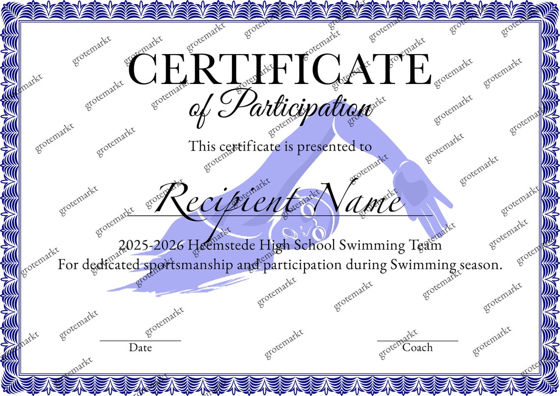 EDITABLE Swim Team Award Certificates, Swimming Awards, Printable Award ...