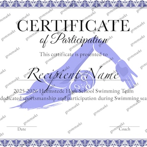 EDITABLE Swim Team Award Certificates Swimming Awards - Etsy Australia