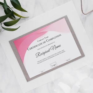 Editable Lashes Certificate, Beauty Training Certificate Template, Pink ...