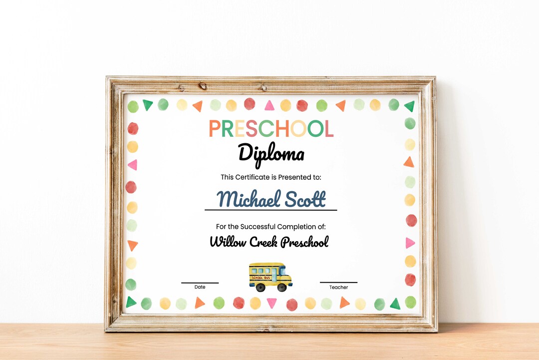 Editable Kindergarten Diploma, Kindergarten Graduation, Kindergarten ...