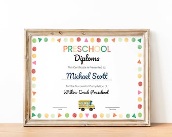 Editable Kindergarten Diploma, Kindergarten Graduation, Certificate ...