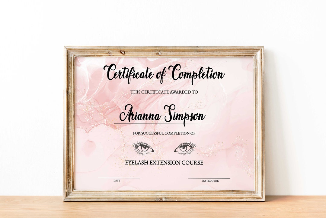Editable Lash Certificate of Completion Template, Printable Lash ...
