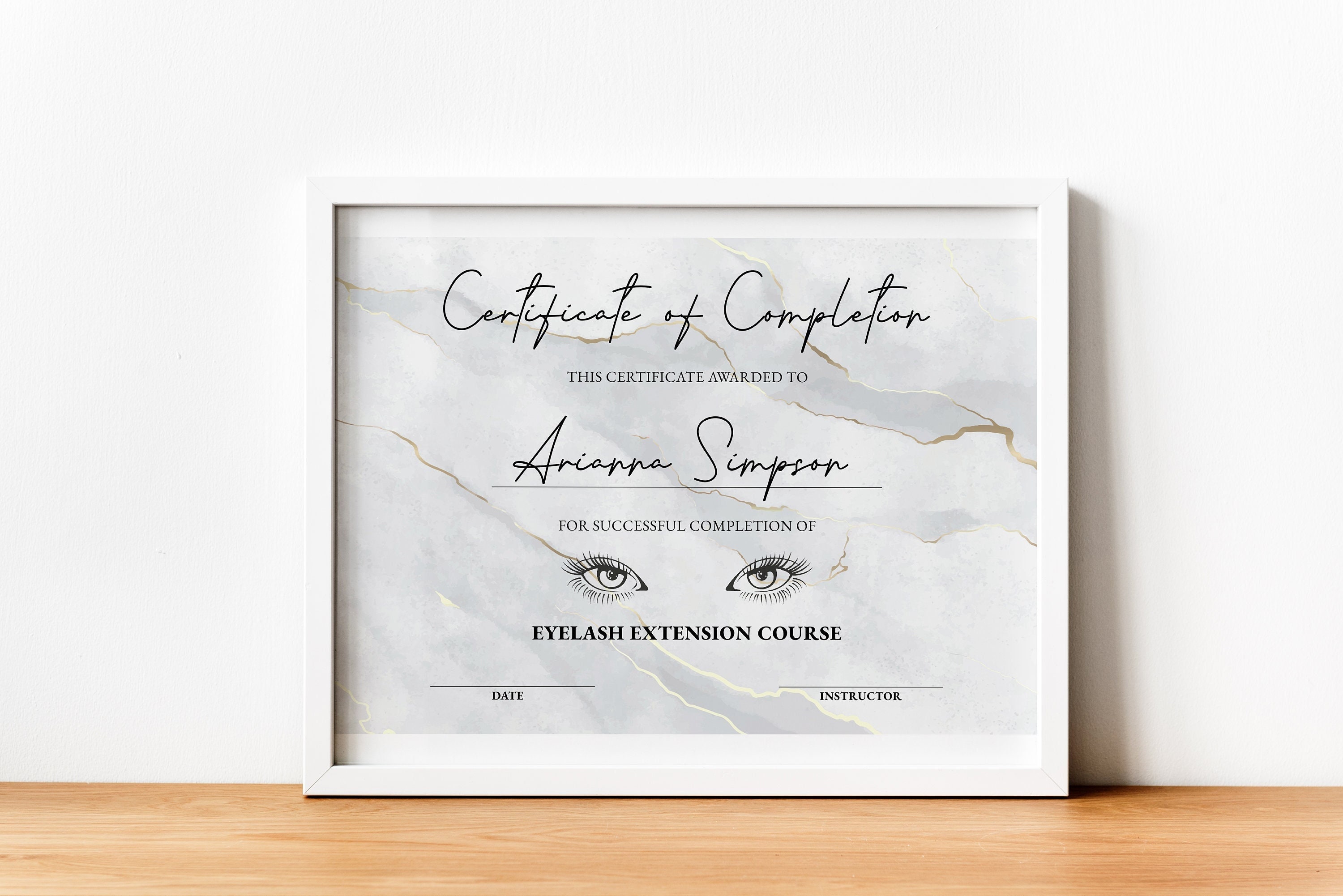 Certificate of Completion, Eyelash Training Certificate Template, Lashes Beauty Certificate ...