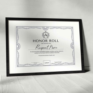 Editable Honor Roll Certificate Template, Elementary School Student ...